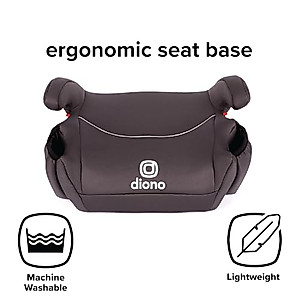 Diono Solana 2022, No Latch, Single Backless Booster Car Seat, Lightweight, Machine Washable Covers, Cup Holders, Black