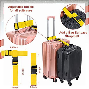 8 Pcs Luggage Straps Suitcase Belts Add A Bag Luggage Straps Elastic Adjustable Belt Suitcase Strap Belt Luggage Bungees for Add a Bag Suitcase Belt Travel Accessories for Connect Luggage (Yellow)