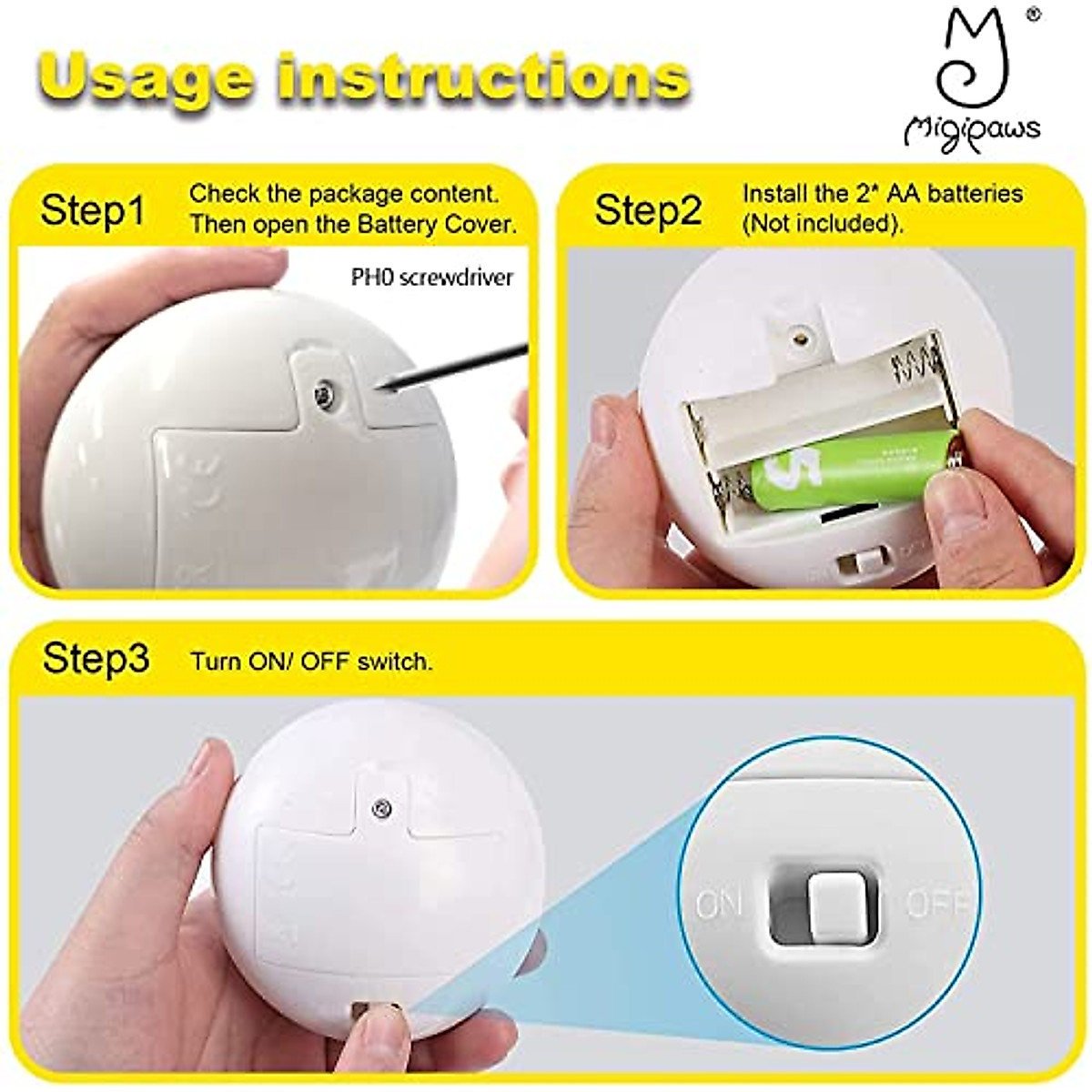 Migipaws Cat Toys Interactive Butterfly Feather Mice Spin with Smart Rolling Ball for Indoor Kittens Self Play Automatic Sensing Kitty Teaser Wand 3 Refills