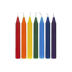Mega Candles 14 pcs Unscented Chakra Straight Taper Candle, Hand Poured Premium Wax Candles 4 Inch x 1/2 Inch, 100% Cotton Wick, Promotes Positive Energy, Aids Meditation, Relaxation & More