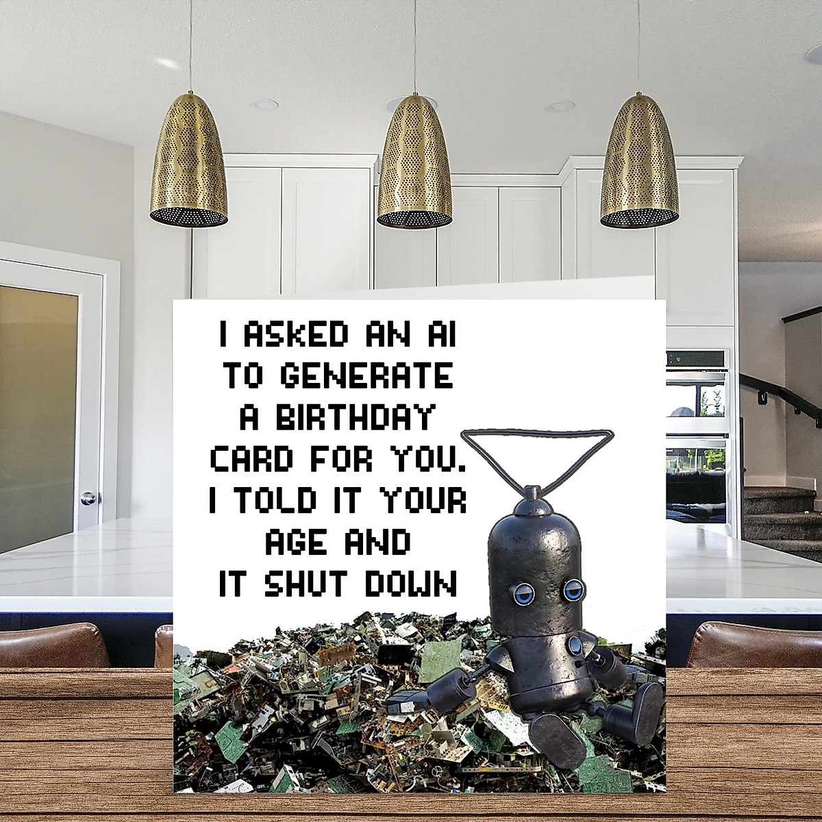 Funny Birthday Cards for Men & Women - Artificial Intelligence AI - Happy Birthday Card for Mom Dad Papa Pops Brother Sister Son Daughter Grandma Grandpa, 5.7 Inch Joke Humor Bday Greeting Cards