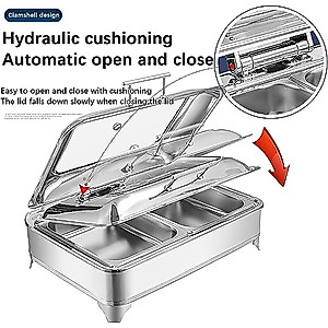 Electric Buffet Server,Food Warmer Tray, Adjustable Temperature, Portable Chafing Dish, Catering Buffet Serving Tray,Stainless Steel Material, 1 Slot, 2 Slots, 3 Slots Optional 1groove Square13L