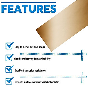 Brass Sheet, Brass Shim Stock Assortment, 6" Length x 3" Width, 0.002", 0.004", 0.006", 0.008",0.012" and 0.016" Thickness, Brass Shim Stock 6 Pieces