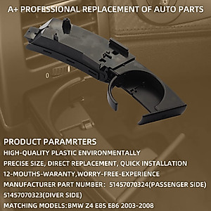 Dasbecan Dashboard Right Passenger Side Cup Holder Replacement Compatible with BMW Z4 E85 E86 2003-2008 Replaces# 51457070324