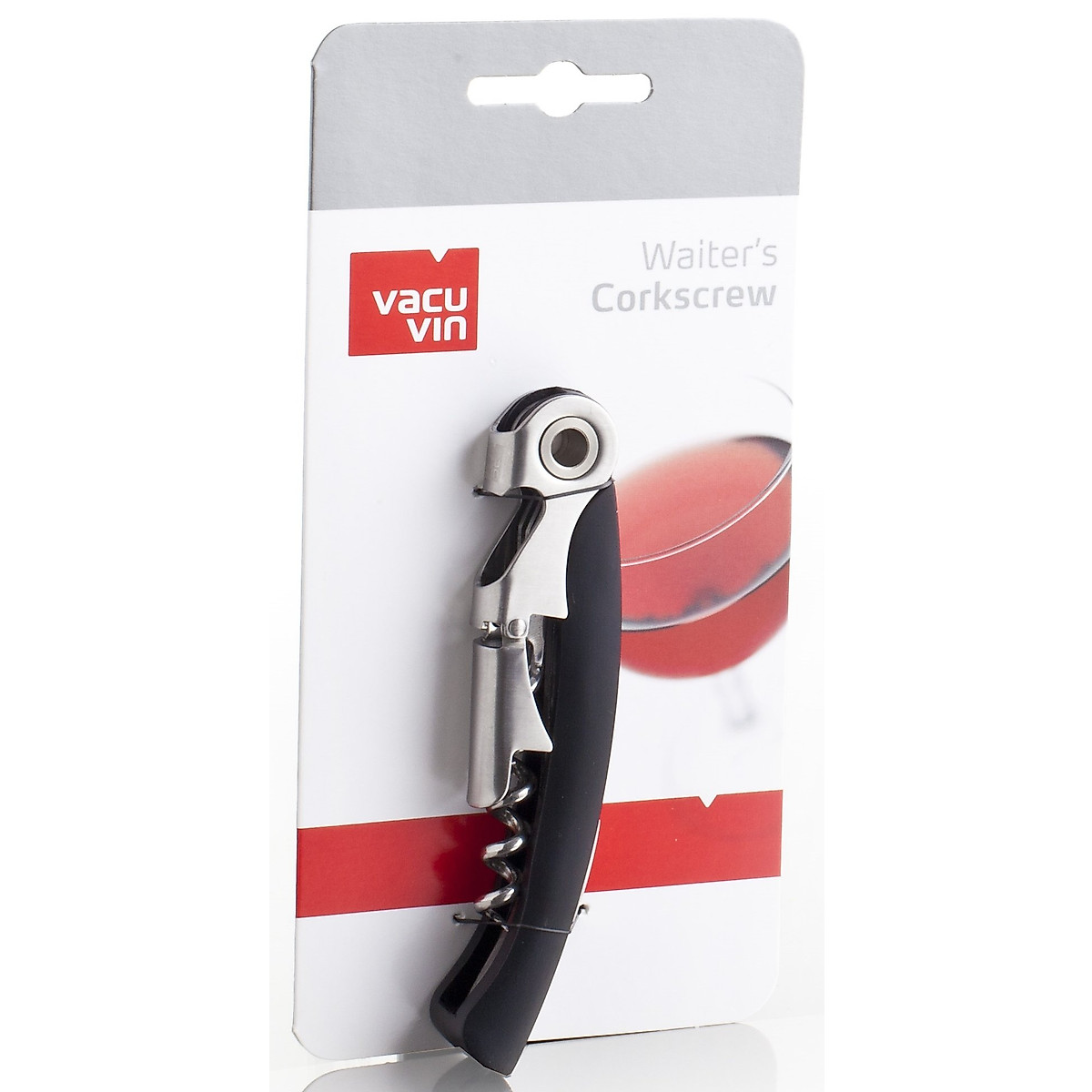 Vacu Vin Double Hinged Corkscrew - 3-in-1 Wine Opener with Foil Cutter and Bottle Opener - Effortlessly Open Wine Bottles and More - Professional Grade Corkscrew