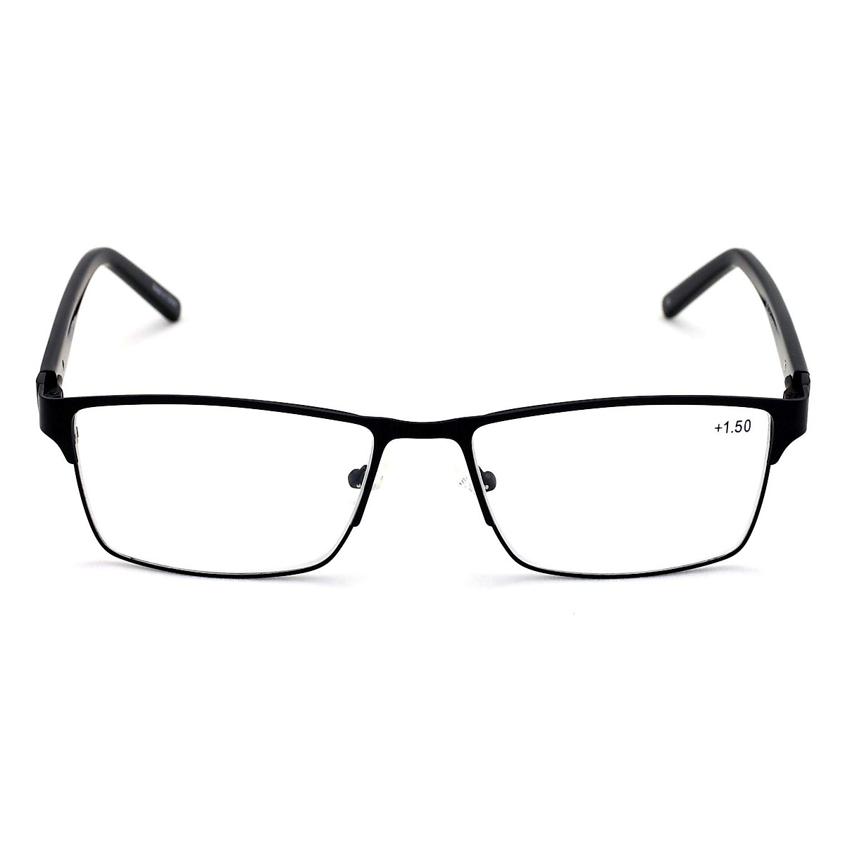 V.W.E. Men Premium Rectangle Metal with Plastic Temple Extra Large Reader - 152mm Wide Frame Reading Glasses (Black, 1.50)