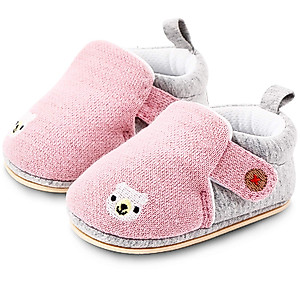 FEETCITY Baby Shoes Girls First Walkers Sneakers Sock Top Slippers Infant Shoes 6-12 Months Pink