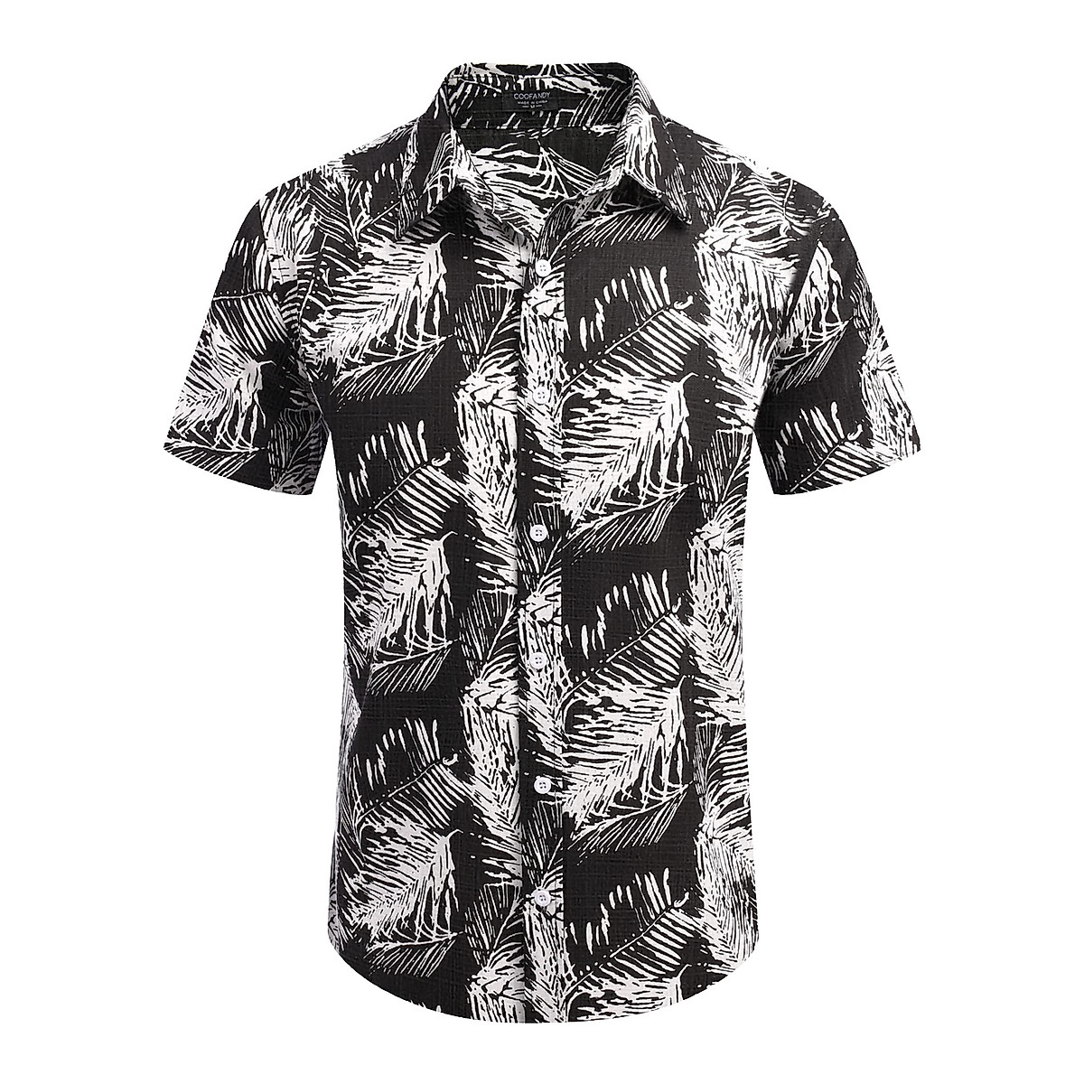 COOFANDY Men's Hawaiian Tropical Short Sleeve Shirt Cotton Linen Floral Button Down Shirts