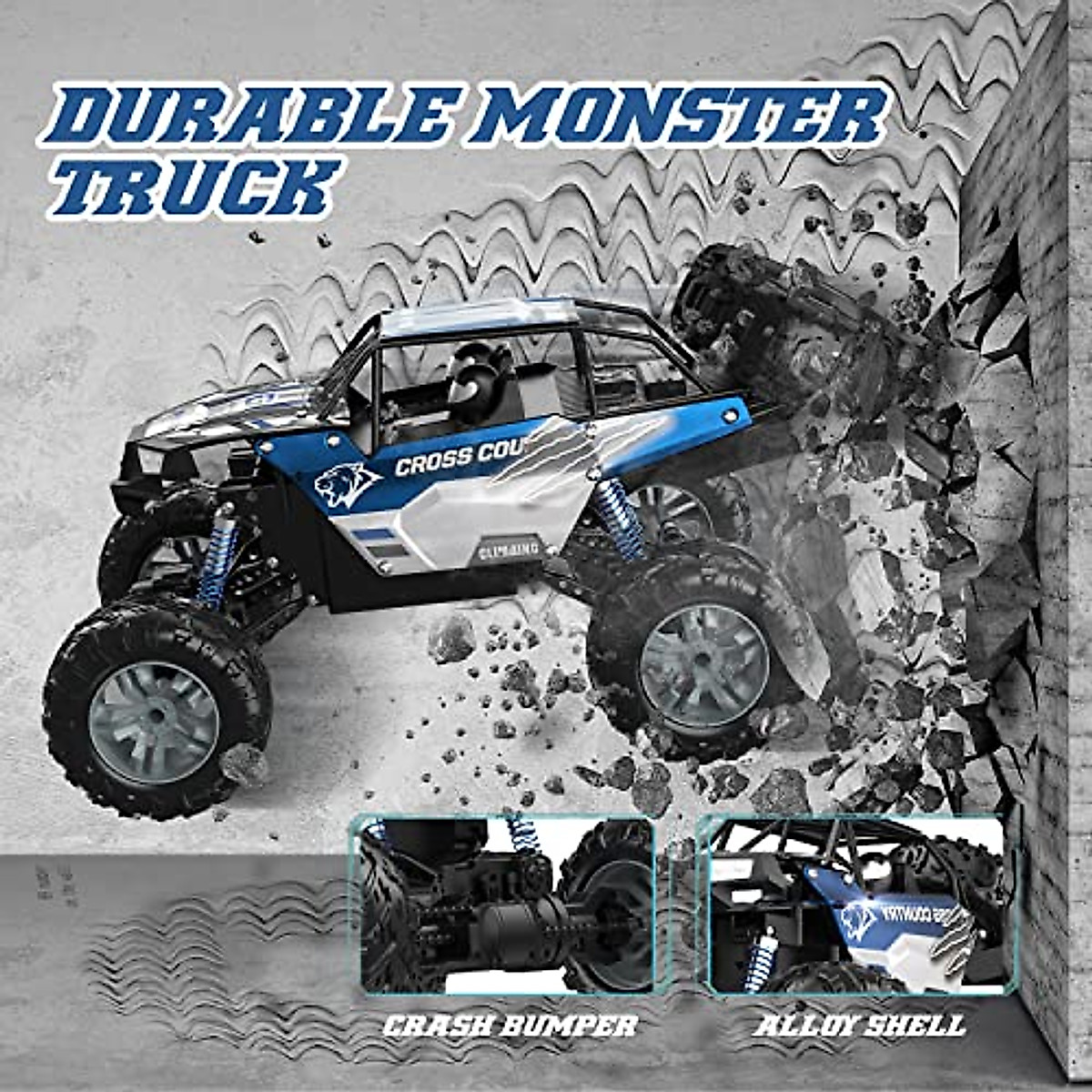 DEERC Large 1:8 Scale Remote Control Monster Truck for Adults Boys, Upgraded RC Cars Remote Control Car, Off Road with Realistic Sound, 2.4Ghz 4WD Toy All Terrain Climbing, 2 Batteries for 80 Min Play