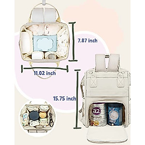 AUYRE Diaper Bag Backpack Nappy Changing Bags Waterproof Travel Backpack with USB Charging Port & Stroller Straps Baby Shower Gifts (Beige)