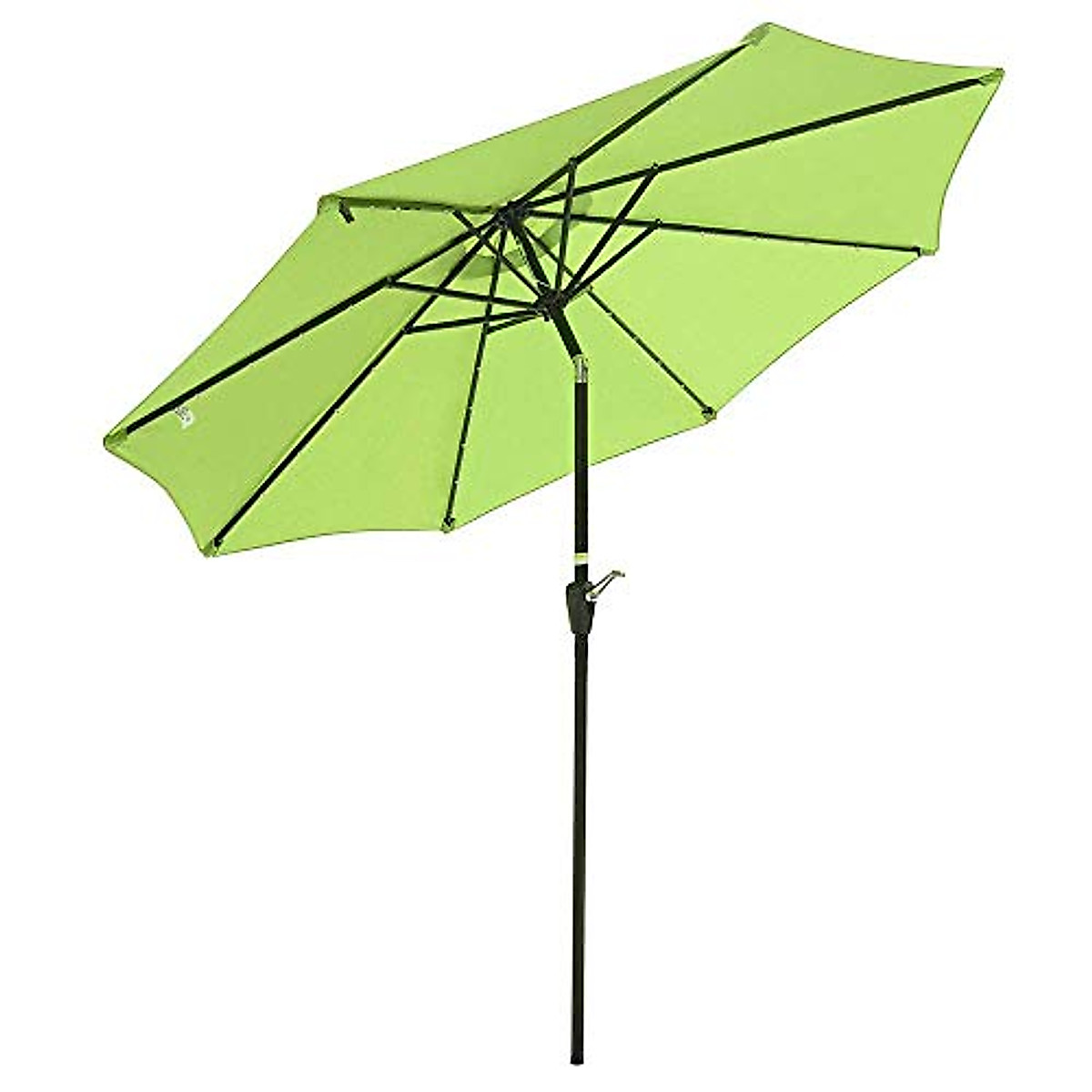 Ampersand Shops 9 Ft. Outdoor Patio Tilt Umbrella with Solar-Powered Energy Efficient LED Lights (Lime Green)
