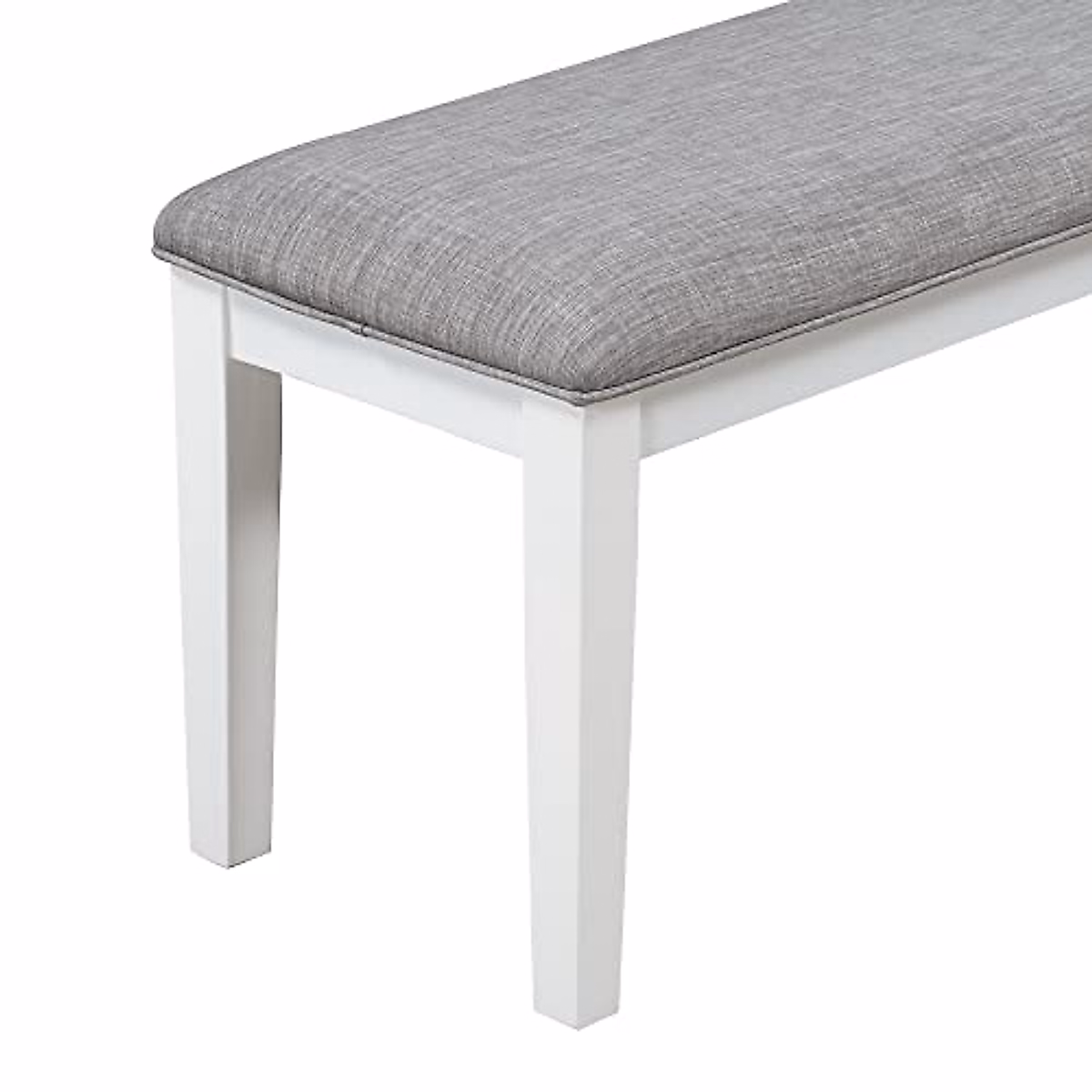 Goozio 6 Piece Dining Table Set,Wood Dining Table and 4 Upholstered Chairs and Bench with Cushion, Classic Traditional Style Kitchen Table Set for 6 Person,White+Gray