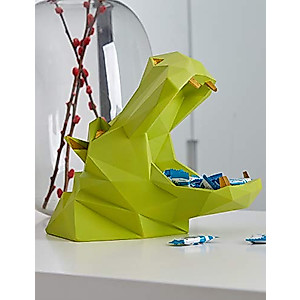 HAUCOZE Candy Dish Cookie Jar Hippo Gifts Sculpture Modern Decor Statue Table Centerpiece Crafts Polyresin Figurine Arts Blue 7.8inch