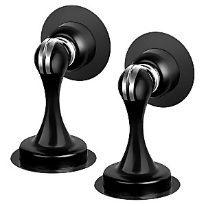 Door Stop,(2 Pack) Magnetic Door Stopper,Stainless Steel Door Catch Door Holder, Doorstop, 3M Double-Sided Adhesive Tape No Need to Drill, Black