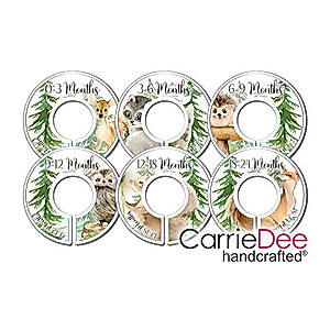 Boys Woodland Creatures Baby Clothes Size Dividers, Forest Animals Nursery Closet Organizers, Cute Animals, Fox, Raccoon, Squirrel, Hedgehog - Shower Gift for New Mom (Set of 6 (0-3m to 18-24m))