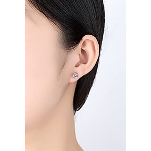 Harlorki Women Lady Girl's 925 Silver Plated Round Circle Crystal Rhinestone Pendent Chain Necklace Stud Earring Finger Ring Jewelry Set