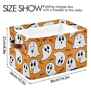 Ghosts Halloween Storage Basket Bins Decorative Toy Organizer Bins Laundry Hamper Baskets with Handles for Playroom Living Bed Room Office Clothes Nursery,1 pcs