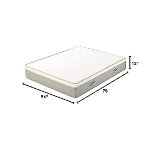 Mellow 12 Inch LAGOM Elite Hybrid Mattress, Made in USA, CertiPUR-US Certified Foams, Oeko-TEX Certified Eco Cover, Green Tea Infused Memory Foam and Pocket Springs, Quilted Comfort Top, Full