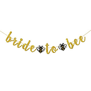 INNORU Bride to Bee Banner, Bridal Shower Party Decorations, Wedding Bee Party, Bee Engagement Bachelorette Party Decoration Gold Glitter