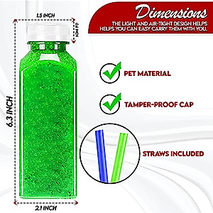 Fonteme 12oz Plastic Bottle, White Lid with Straws Tamper Evident Seal Leak-Resistant BPA-Free Plastic User-Friendly Fridge Safe Reusable Perfect for Drinks, Juices & Beverages - 12 Bottles/20 Straws