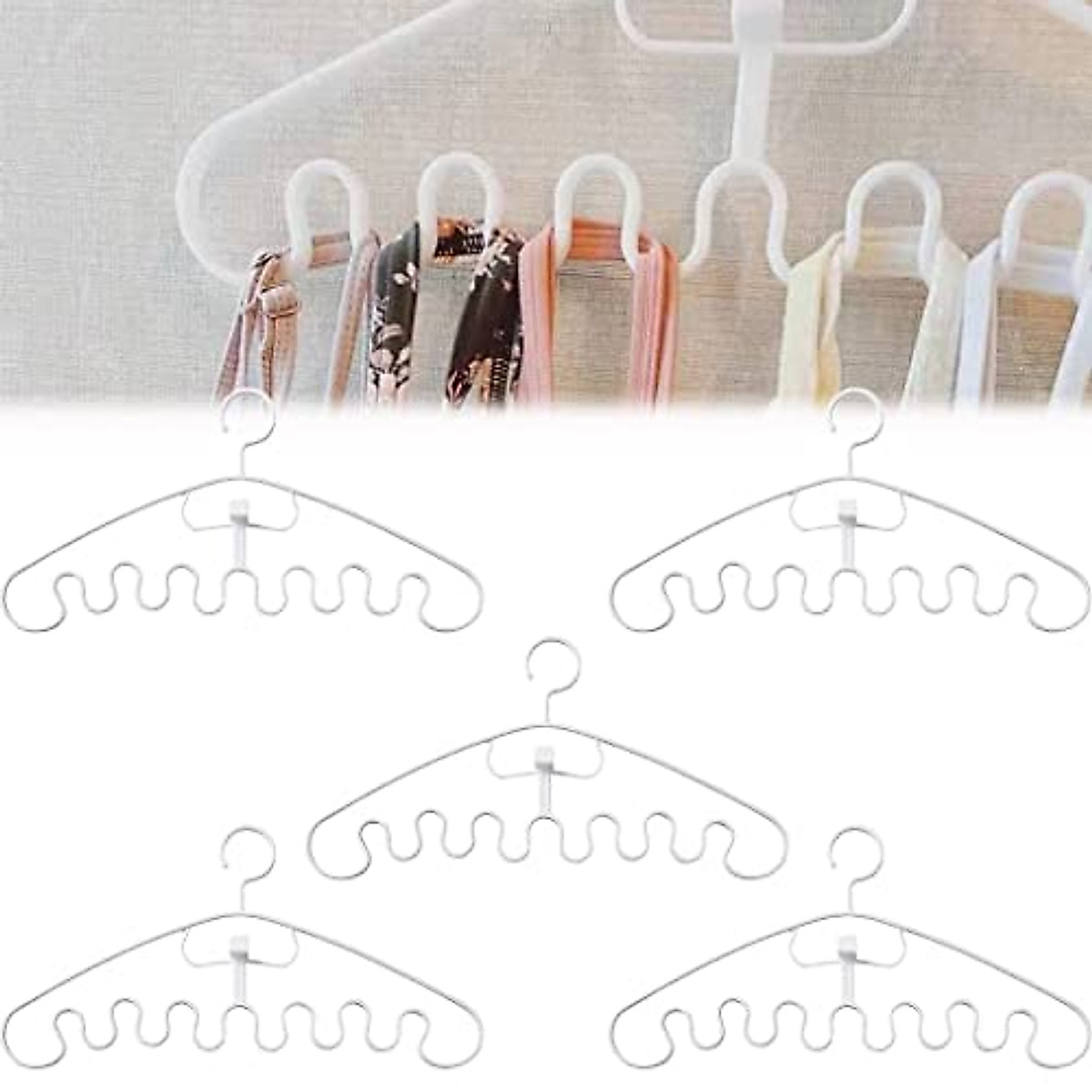 2023 New Wave Pattern Stackable Hanger, Magic Wave Pattern Hanger, Multifunctional Wave Hanger, Space Saver Closet Organization Hangers for Bra Top Camisole (White,5pcs)