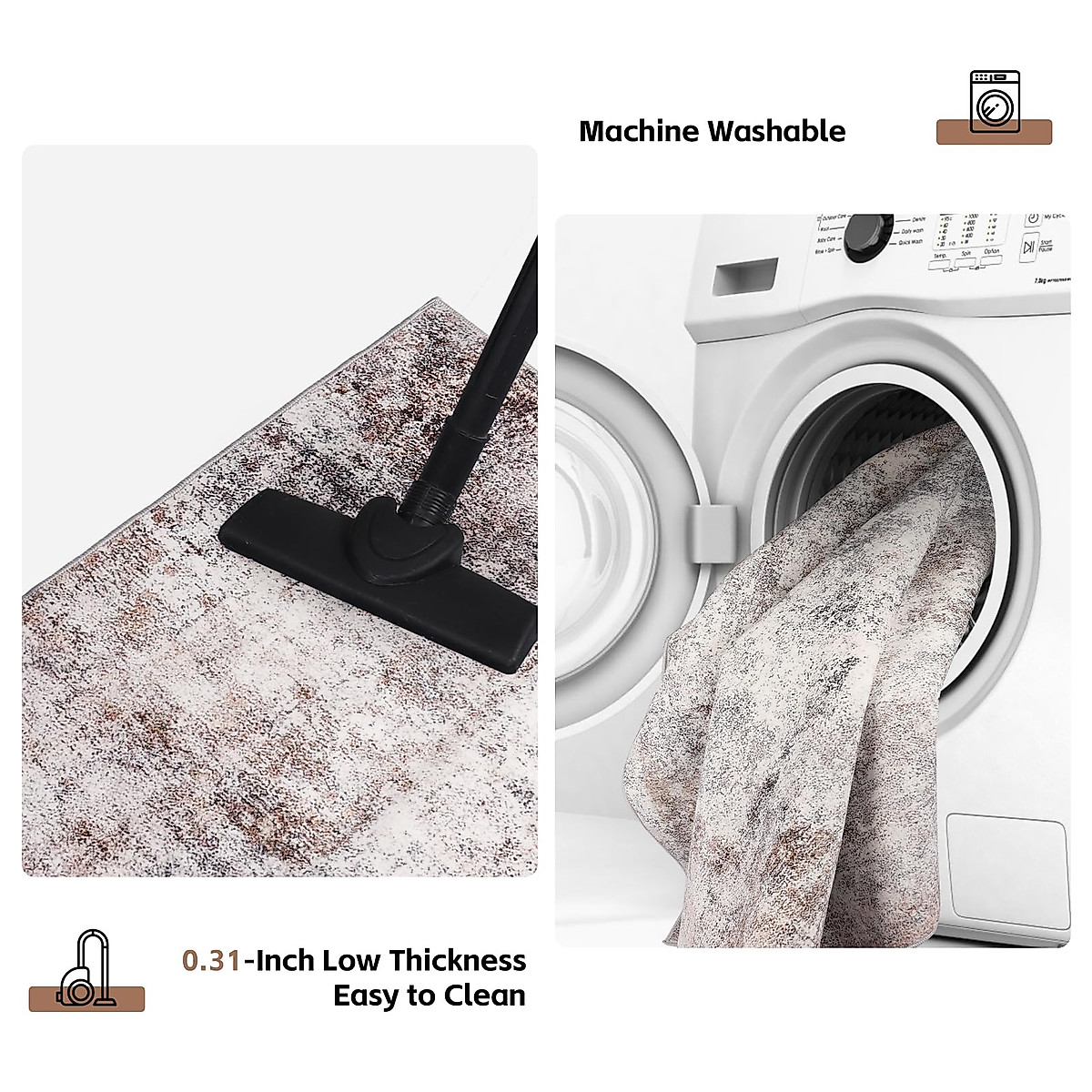 MTOUOCK Washable 8x10 Area Rugs, Modern Abstract Area Rug Washable with Non-Slip Backing, Modern Area Rugs 8 x 10 Area Rugs Indoor for Living Room Bedroom (8'x10', Gray/Rust)