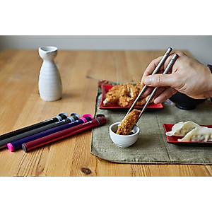 Kids Chopstick with Training holders|Square Travel Chopsticks| Strong & Lightweight, only 6.7"/171mm Long Titanium Chopsticks comes with Beautiful Aluminium Cases & Holders (Grey)