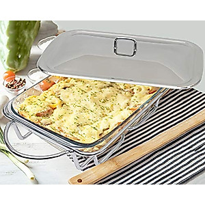 Galashield Chafing Dish Buffet Set Warming Tray with Lid Stainless Steel Buffet Server and Oven Safe Glass (3-Quart)