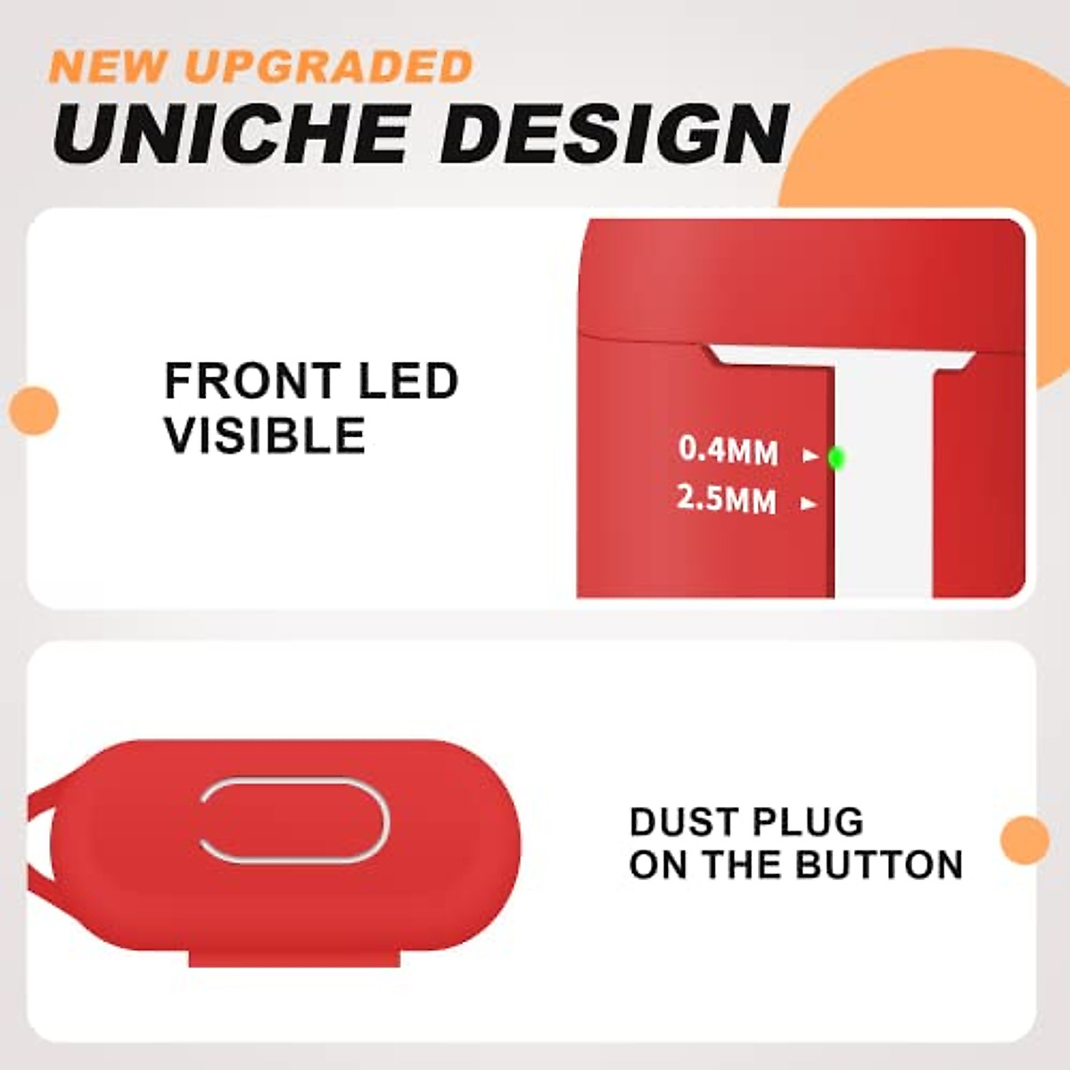 Foweroty AirPods Case Cover, Soft Silicone Protective Cover with Buckle for Women Men Compatible with Apple AirPods 2nd 1st Generation Charging Case, Front LED Visible，Red