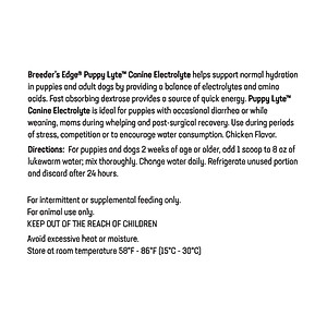 Breeder's Edge Puppy Lyte - Canine Electrolyte Supplement for Dogs and Puppies- 300 gm