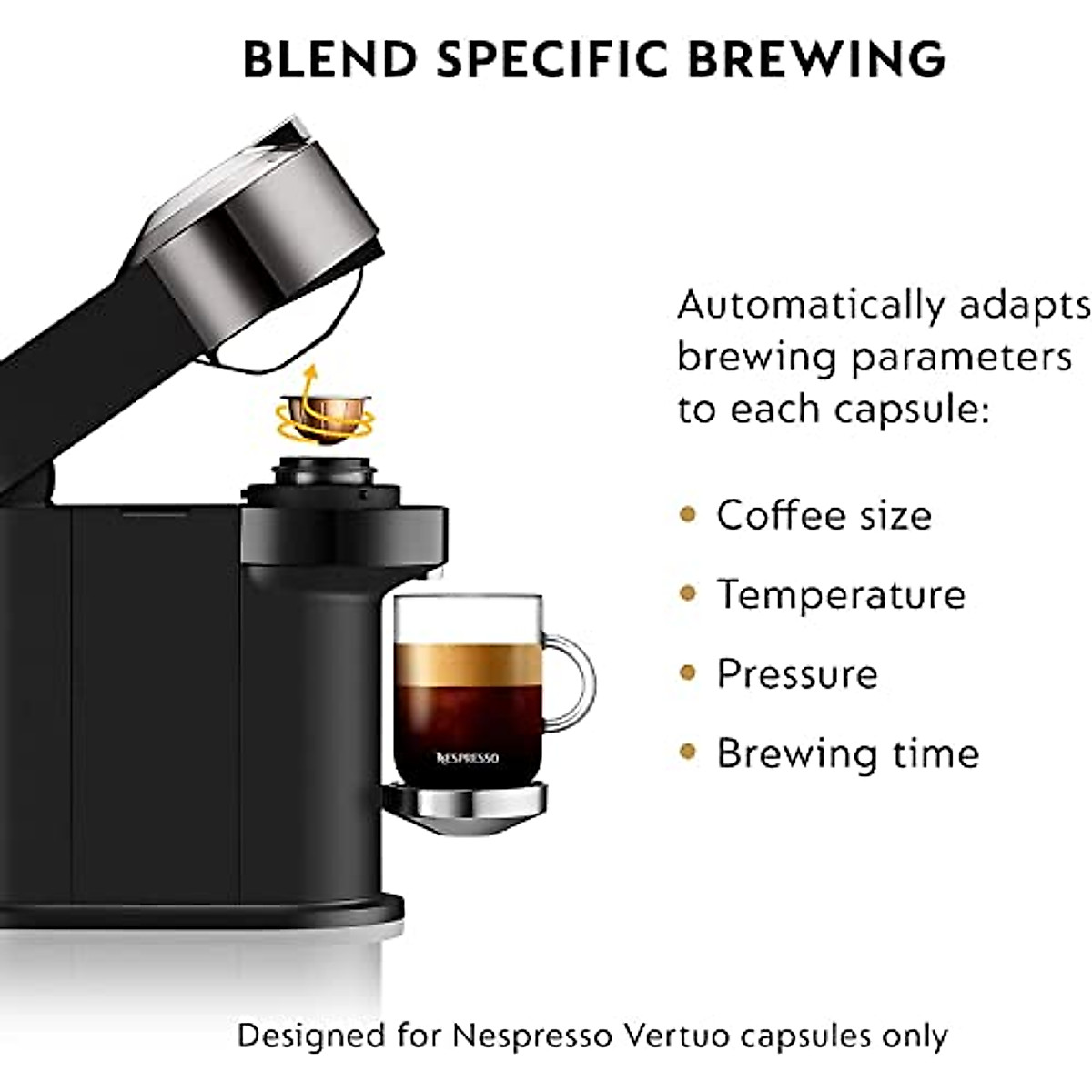 Nespresso Vertuo Next Coffee and Espresso Machine by Breville,1.1 liters, Dark Chrome