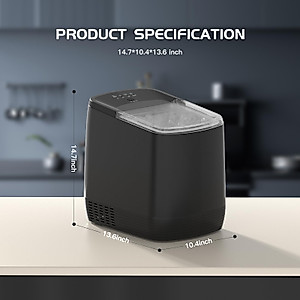 Portable Ice Maker Countertop with Self-Cleaning, 45lbs/24H, Bullet Ice Fast Making in 3.5 Mins, Compact Ice Machine with Ice Scoop/Basket, Perfect for Home Kitchen Party Camping Bar Office Outdoor RV
