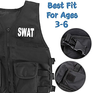 Liberty Imports Kids SWAT Police Officer Costume Deluxe Dress Up Role Play Set with Helmet, Night Vision Monocular, Guns, Accessories (12 Pcs)