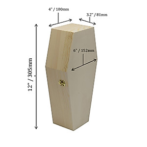 Creative Hobbies Large 12 Inch Halloween Coffin Box, Fillable Hinged Box for Halloween Décor, Party Favor, Goth, Decoration, Coffin Ring Box, Pet Casket