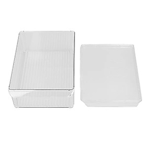 Delaman Pantry Storage Bins with Lid Large Capacity Transparent Food Grade Portable Durable Multifunction Pantry Containers(B)