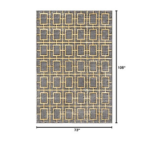 Unique Loom Marilyn Monroe Glam Collection Area Rug - Deco (6' 1' x 9' Rectangle, Gray Gold/ Gold)