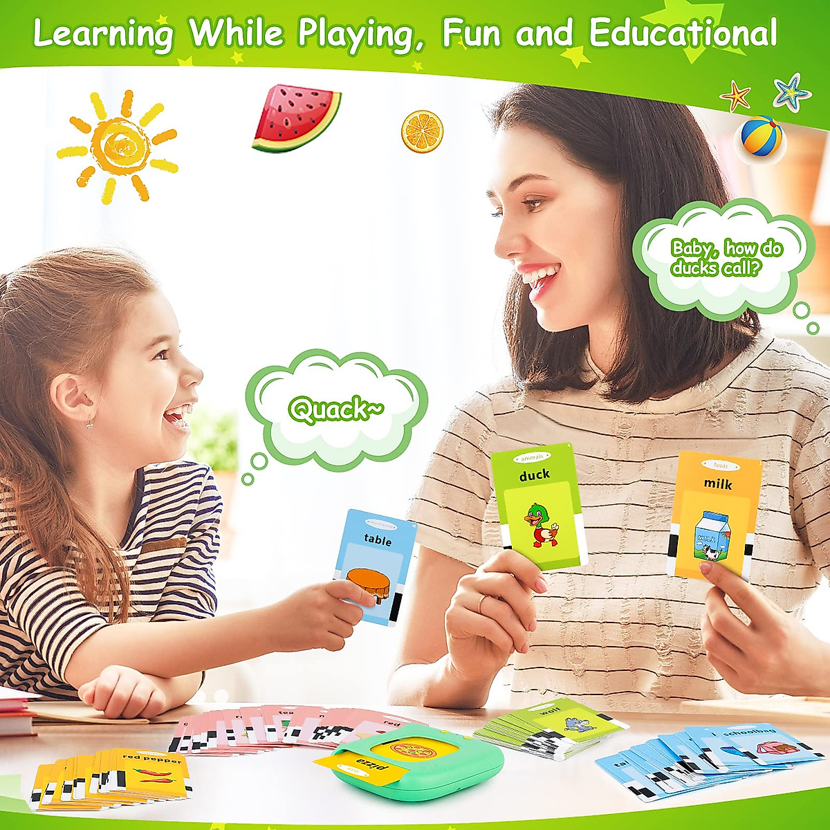 Beefox Talking Flash Cards for Toddlers 1-3, Autism Sensory Toys for Autistic Kids, Montessori Educational Learning Toys with 224 Sight Words, Speech Therapy Toys for 1-5 Year Old Boys Girls Gifts