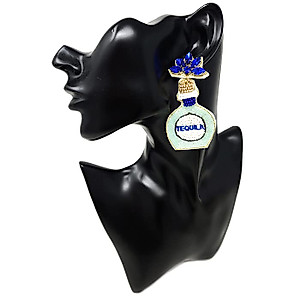 Emulily Beaded Tequila Post Earrings Handmade Tequila Earrings