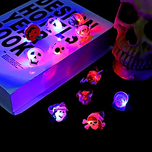 URATOT 100 Pieces Halloween LED Glow Rings Glow in the Dark Rings Halloween Gifts Light Up Toys Rings for Halloween Party Favors Decorations