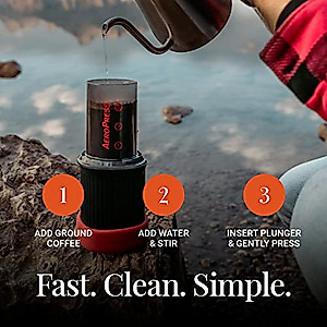 Aeropress Go Portable Travel Coffee Press Kit, 1-3 Cups in a Minute, Coffee, Espresso, & Cold Brew Maker, Manual Coffee Making Machine for Travel, Includes Mug & Lid