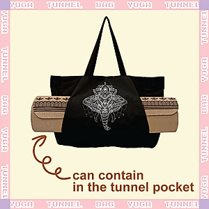 Burro Chakra Themed Yoga Mat Cotton Tote Bag with Mat Carrier Pocket Extra Pocket Inside (YB105 IVORY)