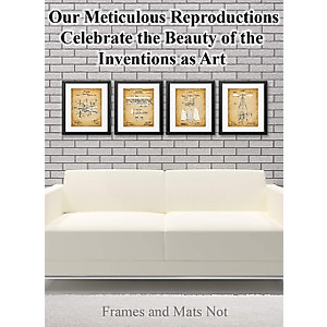 Original Flying Machines Patent Prints - Set of Four Photos (8x10) Unframed - Makes a Great Home or Man Cave Decor and Gift Under $20 for Engineers and Pilots