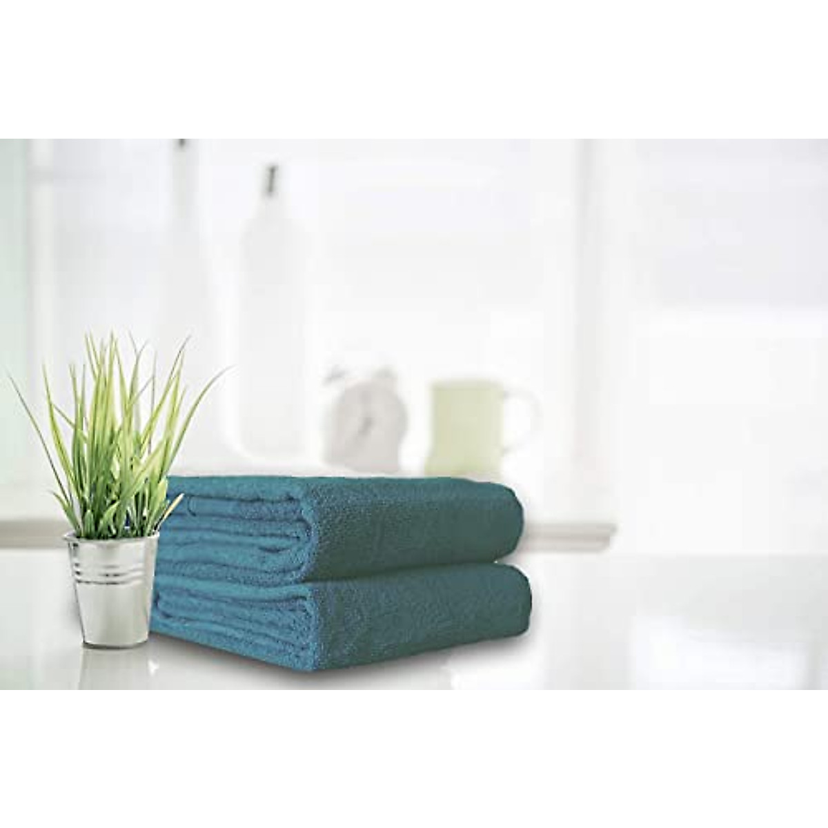 Elvana Home 4 Pack Bath Towel Set 27x54, 100% Ring Spun Cotton, Ultra Soft Highly Absorbent Machine Washable Hotel Spa Quality Bath Towels for Bathroom, Teal