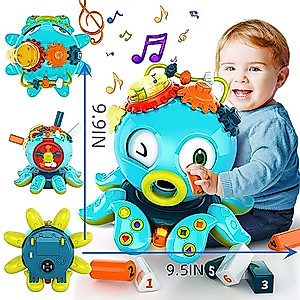 BLUEYAK Octopus Baby Toys, Musical Crawling Toys with Music & Light 12 in 1 Baby Activity Cube Toy Tummy Learning & Education Toys Baby Sensory Toys Walkers for Babies Infant Toys for Boy Girl Gifts