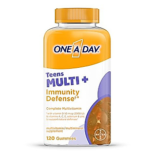ONE A DAY Teen Multi+ Immunity Defense Vitamins, Multivitamin Gummies With Boost of Immunity Support with Vitamins A, C, D, E, Selenium & Zinc, 120 Count