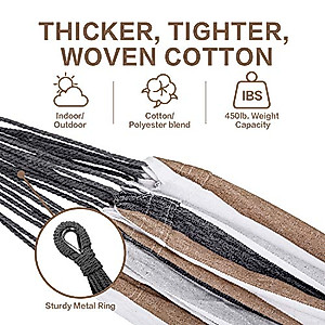 PNAEUT Double Hammock with Space Saving Steel Stand Included 2 Person Heavy Duty Outside Garden Yard Outdoor 450lb Capacity 2 People Standing Hammocks and Portable Carrying Bag (Coffee)