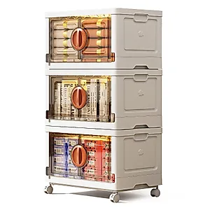 ZOEMO XXXLarge Collapsible Storage Bins With Lid & Wheels-26Gal 104 Quart Foldable Storage Box Stackable Storage Bins with lids Storage Bins with Doors for Closet Organizers and Storage for Home