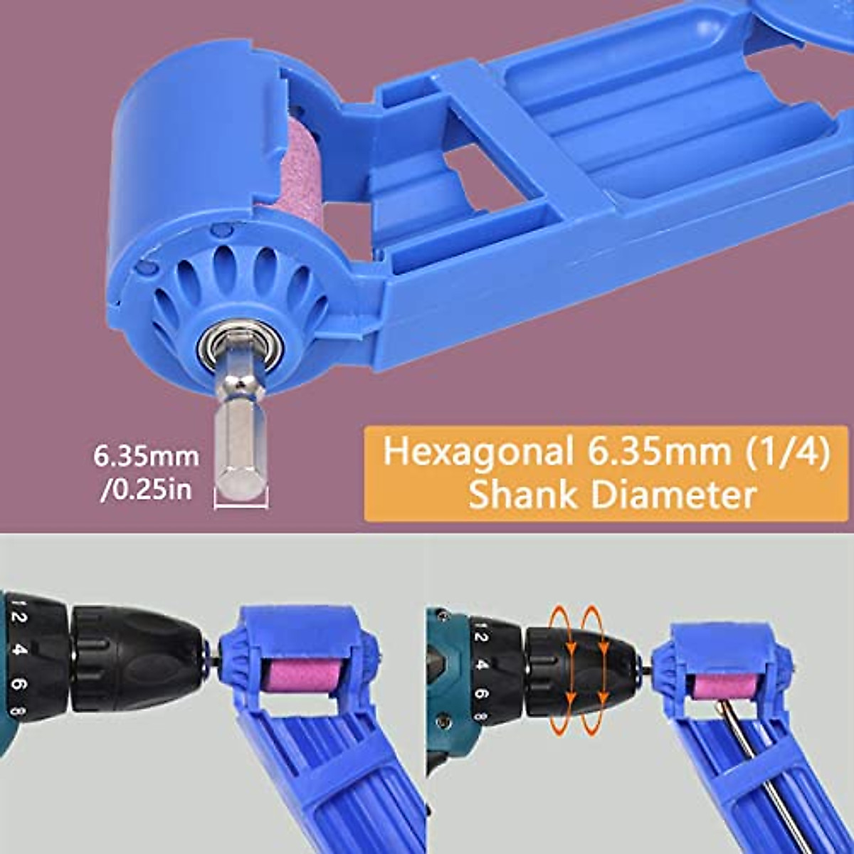 Joyangy 2Pcs Drill Bit Sharpener Diamond Drill Sharpening Bits Tool for Iron Drill Polishing Drill Grinder Grinding Tool Set with 4 Millstone Portable Hand Tool