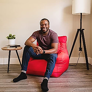 Big Joe Dorm Bean Bag Chair with Drink Holder and Pocket, Sapphire Smartmax, 3ft & Dorm Bean Bag Chair with Drink Holder and Pocket, Two Tone Red Smartmax, 3ft