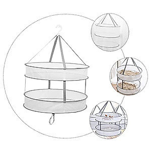 Cabilock 2pcs Double Clothes Basket mesh Bra Grey Towels Gray Towels Laundry Drying Rack Collapsible Towels Drying Hanger Collapsible Drying Rack Towels Drying mesh net Bras Drying net Grid